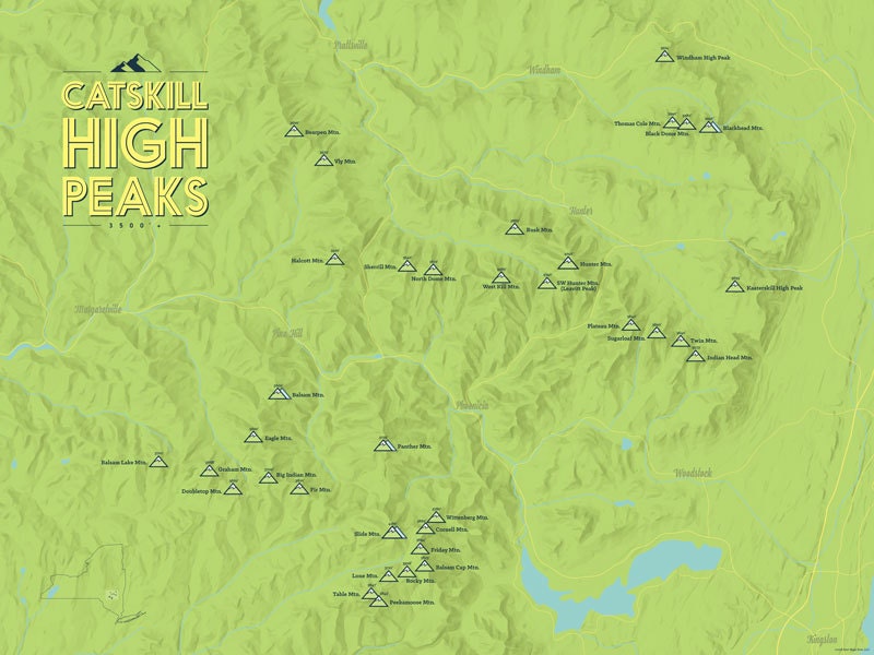 Catskill High Peaks Map 18x24 Poster