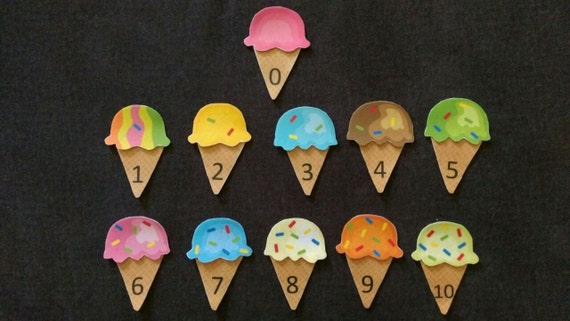 Counting Numbers Matching Ice Cream Cone Felt Set// Flannel