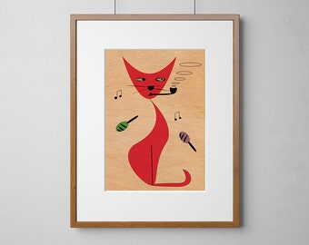 Modern cat art | Etsy