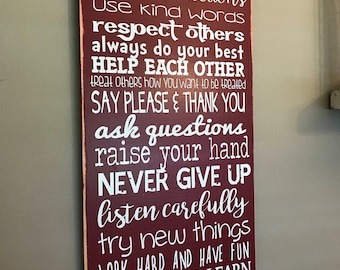 Classroom Rules Personalized Art Print. Teacher Gift for