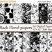 Black Floral Digital Paper: FLORAL PAPERS Black