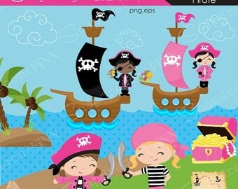 Pirate girl clipart | Etsy