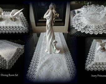 54 Set Table Runner Dresser Scarf & Matching Doilies