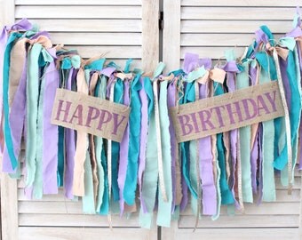Happy birthday banner fabric | Etsy