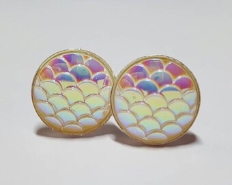 Fish scale earrings | Etsy