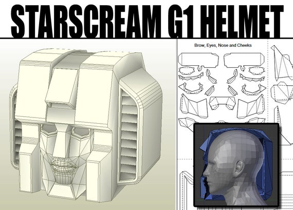 Transformers Starscream G1 Pepakura Helmet