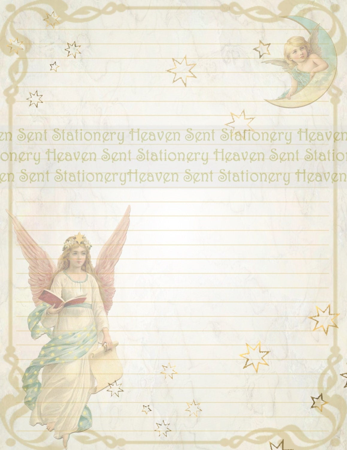 Angel Stationery, Vintage Angel, Stationery Page, Printable Stationery ...