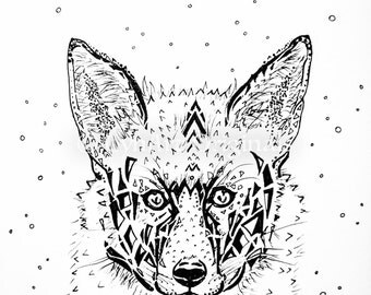 Pen and ink fox | Etsy