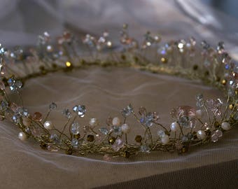 Quartz Crystal Tiara Crystal Crown Bridal headpiece for Fairy