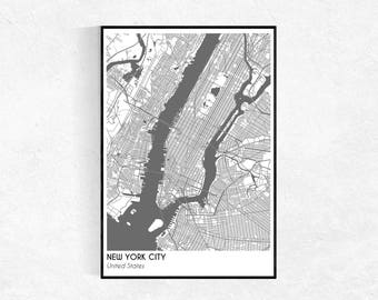 New york city map | Etsy