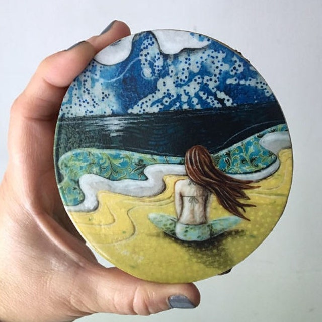 Original Fabric on Wood Art and Archival Prints by shellieartist