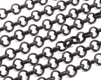 Black rolo chain | Etsy