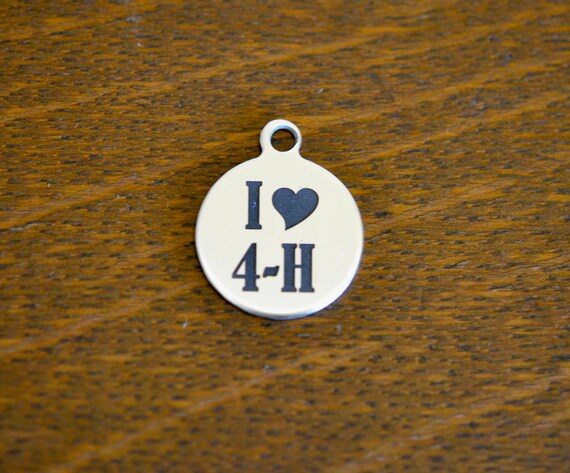 I Love 4-H Custom Laser Engraved Stainless Steel Charm CC576