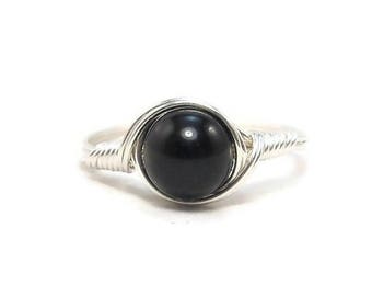 Black stone ring | Etsy