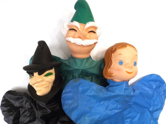 Items similar to vintage 60's hand puppets collection of 3 plastic ...