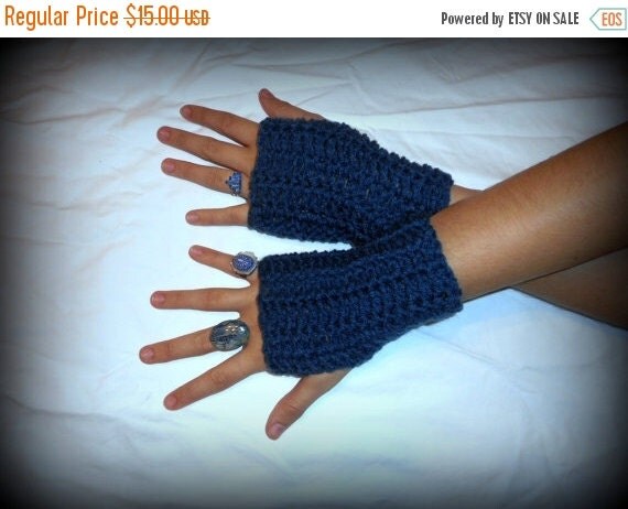 True Blue Fingerless Gloves Nautical by MayberryGeneralStore