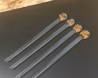 Glass Swizzle Sticks Modern Drink Mixing by OceanBeachGlass