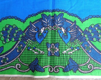 Peacock print fabric | Etsy