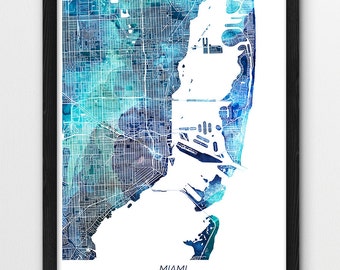 Miami map | Etsy