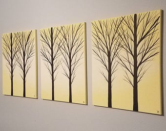 Yellow canvas art | Etsy
