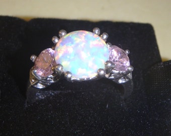 Pink fire opal ring | Etsy
