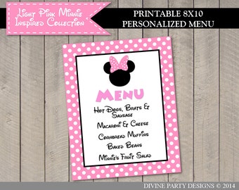 Minnie mouse menu | Etsy