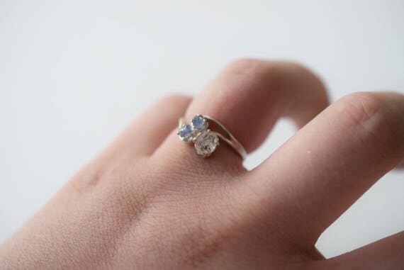 Handmade Unique Engagement Ring Small Diamonds Dainty Boho