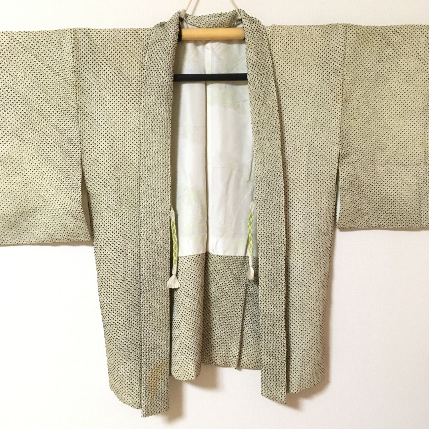 Vintage Silk Japanese Haori green shibori Haori Kimono
