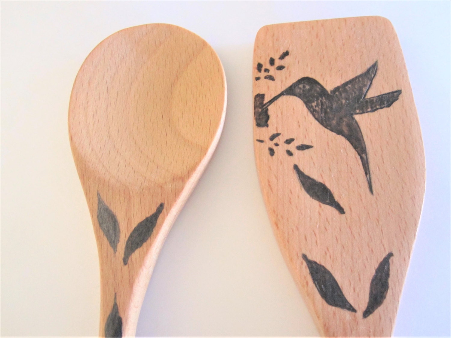 Wood burn spoons wood spoons hummingbird by HummingbirdCraftsLLC
