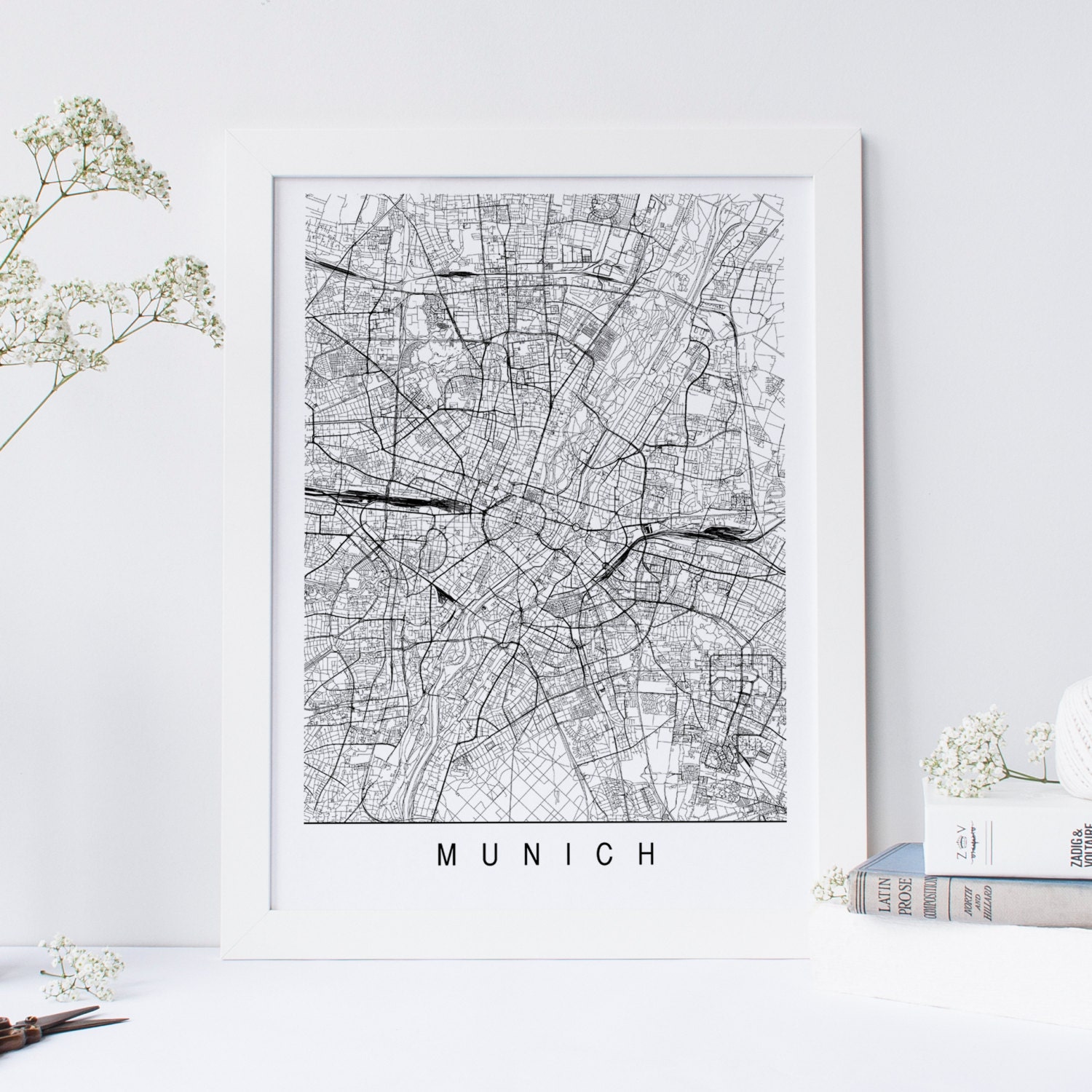 MUNICH MAP High Quality Giclee Print Minimalist Munich Art