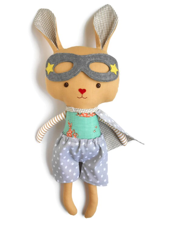READY TO SHIP Stuffed bunny plush rabbit toys superhero