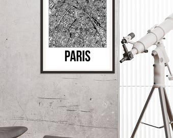 Paris street map | Etsy
