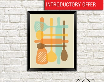 Kitchen utensil art | Etsy