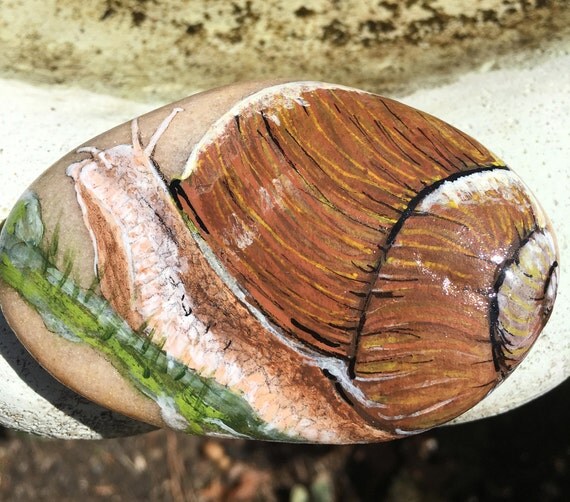 Hand Painted Garden Snail Stone