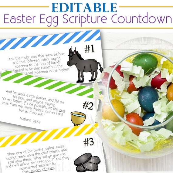 EDITABLE Easter Egg Scripture Countdown INSTANT DOWNLOAD