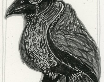 Crow with top hat | Etsy