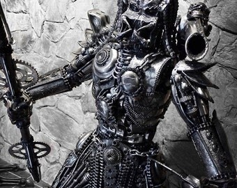 Recycled Metal Queen Monster head Steampunk Dieselpunk