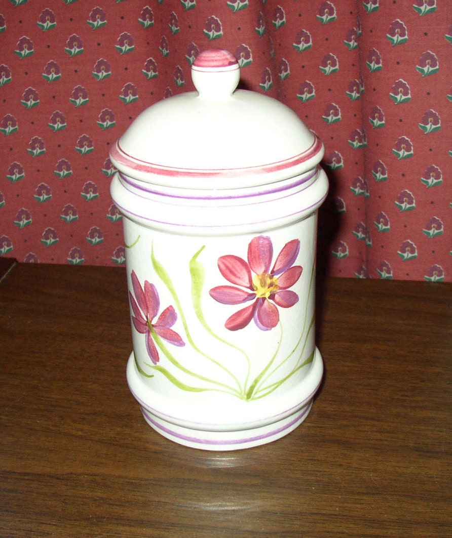 Hand Painted Canister with Lid Made in Portugal