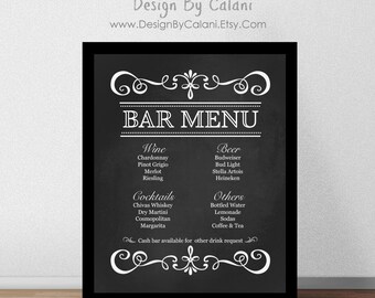 Chalkboard bar menu | Etsy