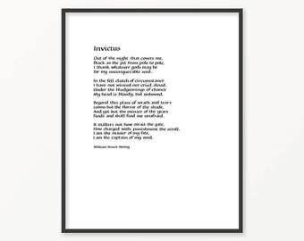 Invictus poem | Etsy