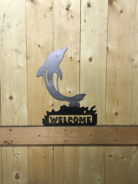 Metal Dolphin Welcome Sign