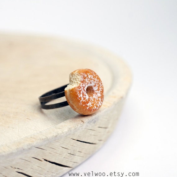 Donut Ring Powdered Doughnut ring Polymer Clay Ring Mini
