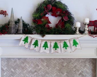 Red & Green Merry Christmas Banner Christmas by SwankyBurlap