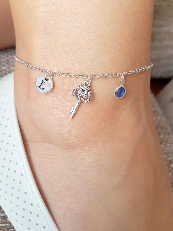 Silver Charm Anklets Owl Key Foot Bracelet Anklet Chain