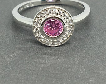 Pink cz ring | Etsy