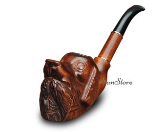 Carved dog pipe | Etsy