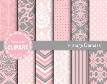 Pink damask pattern | Etsy