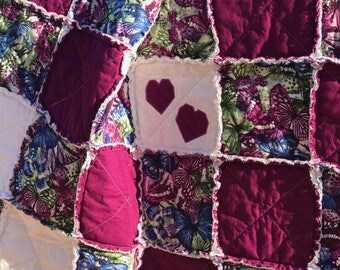 Heart rag quilt | Etsy