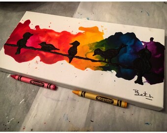 Items similar to Splatter Melted Crayon Art on Etsy