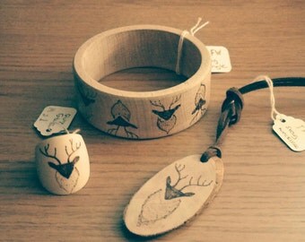 Pyrography bracelet | Etsy